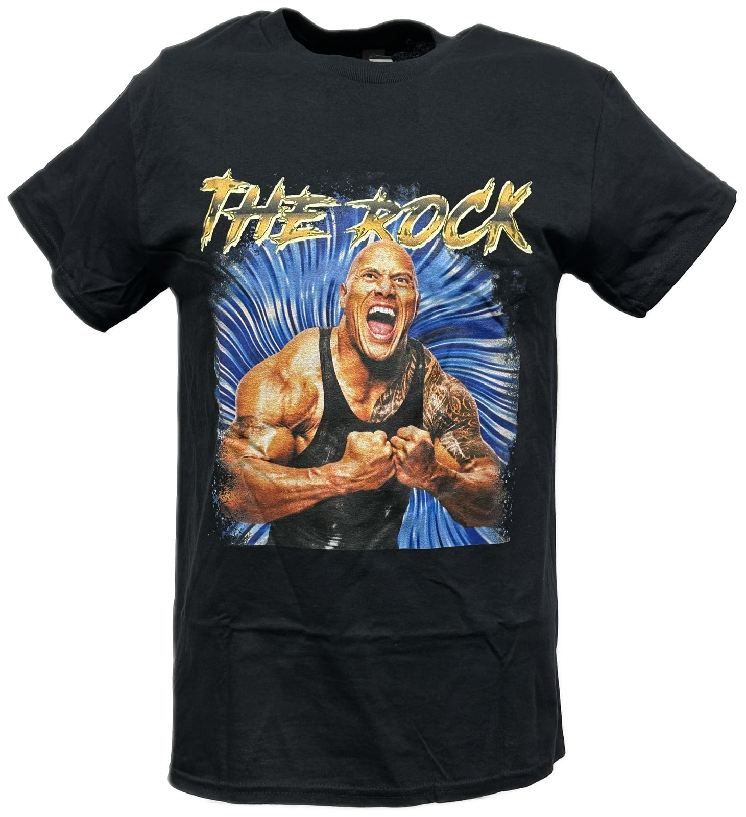 Dwayne The Rock Johnson Power Pose Flex Black WWE T-shirt - Walmart.com
