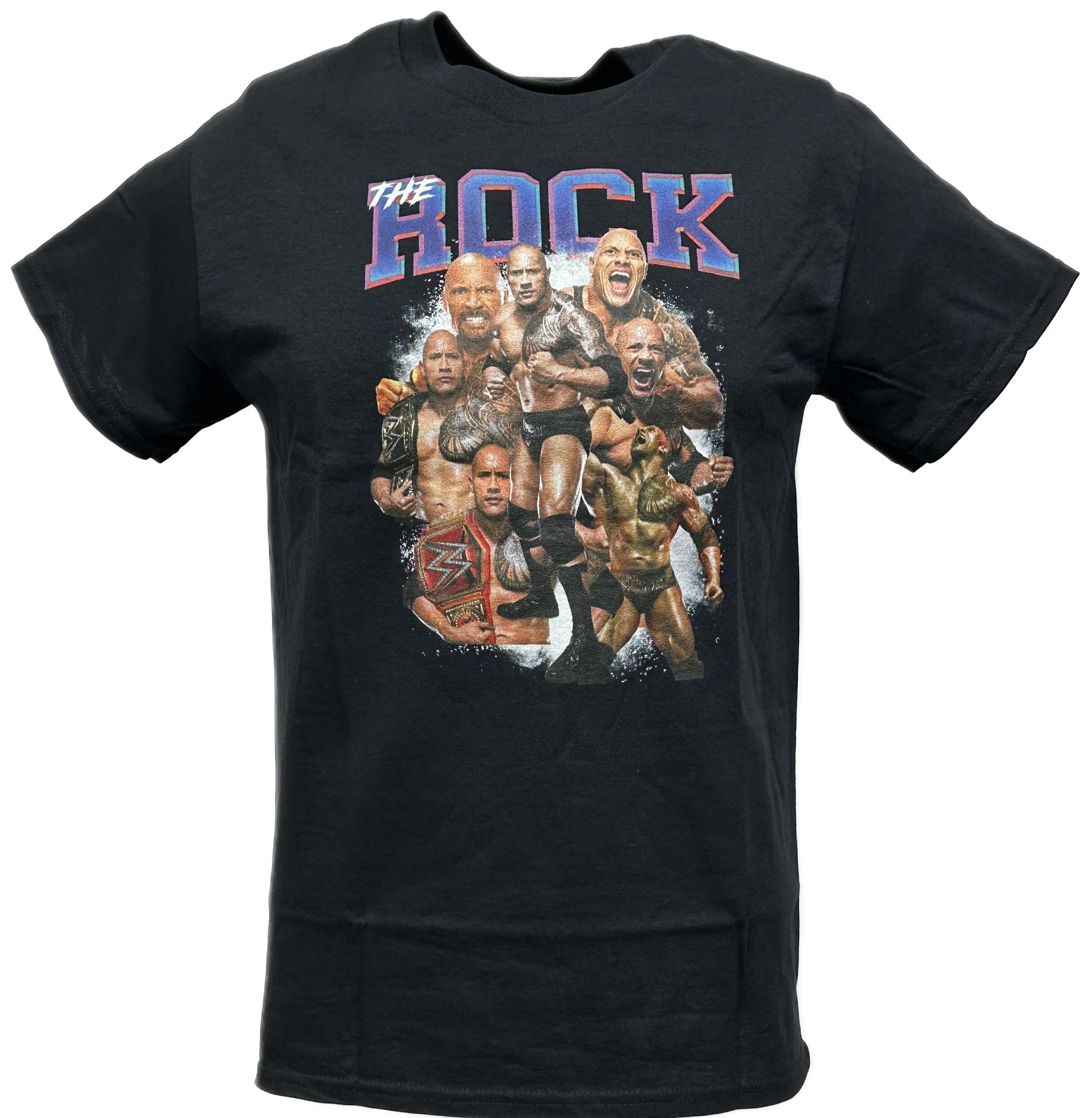 Dwayne The Rock Johnson Seven Pose Flex Black WWE T-shirt - Walmart.com