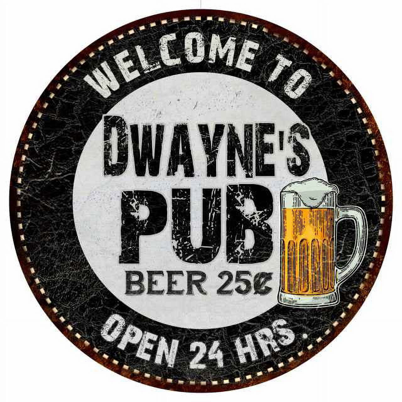 Dwayne's Pub 14" Round Metal Sign Beer Bar Black Wall Decor Gift ...