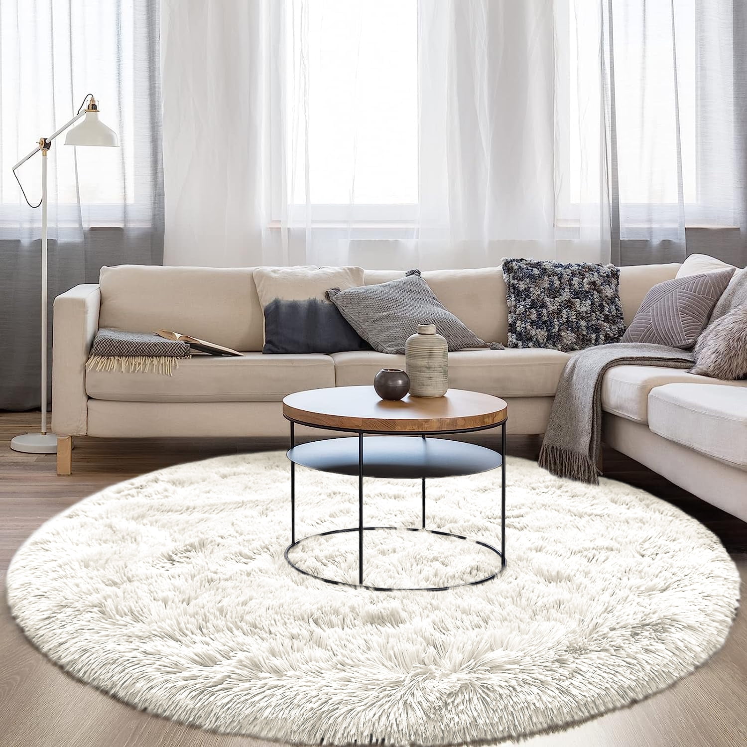 DweIke Round Rug for Bedroom,Super Fluffy Circle Rugs for Baby Nursery ...