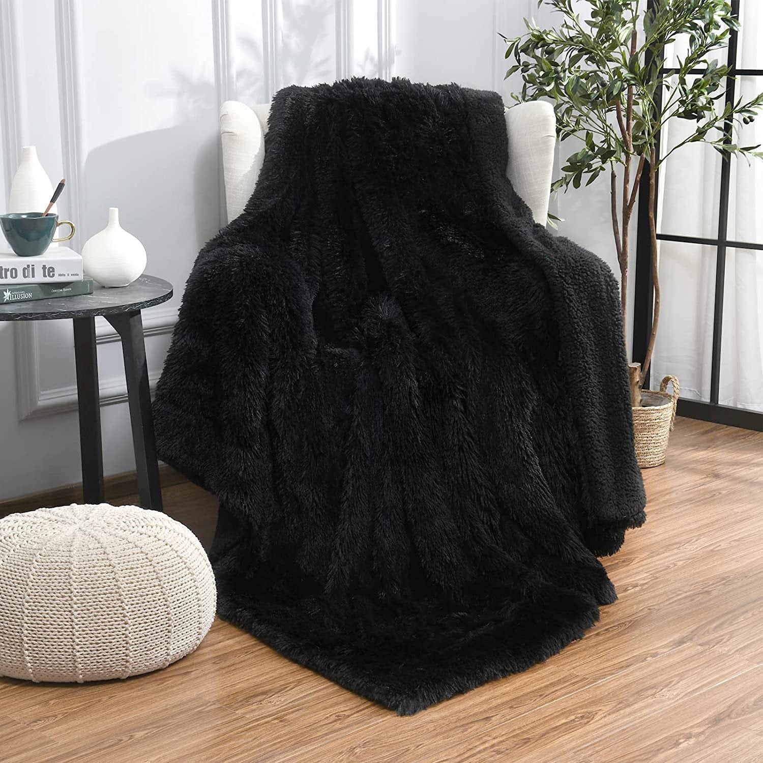 DweIke Shaggy Throw Blanket with Sherpa Warm Underside,Super Soft Cozy ...