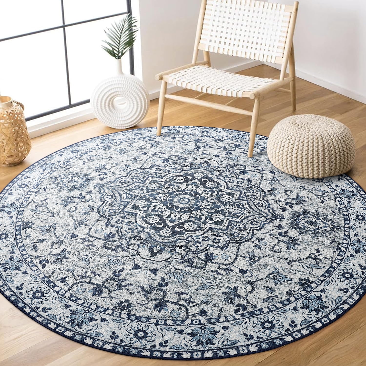 DweIke Traditional Vintage Overdyed Retro Accent Rug,Non-Slip Boho Ethnic Retro Non-Shedding ...