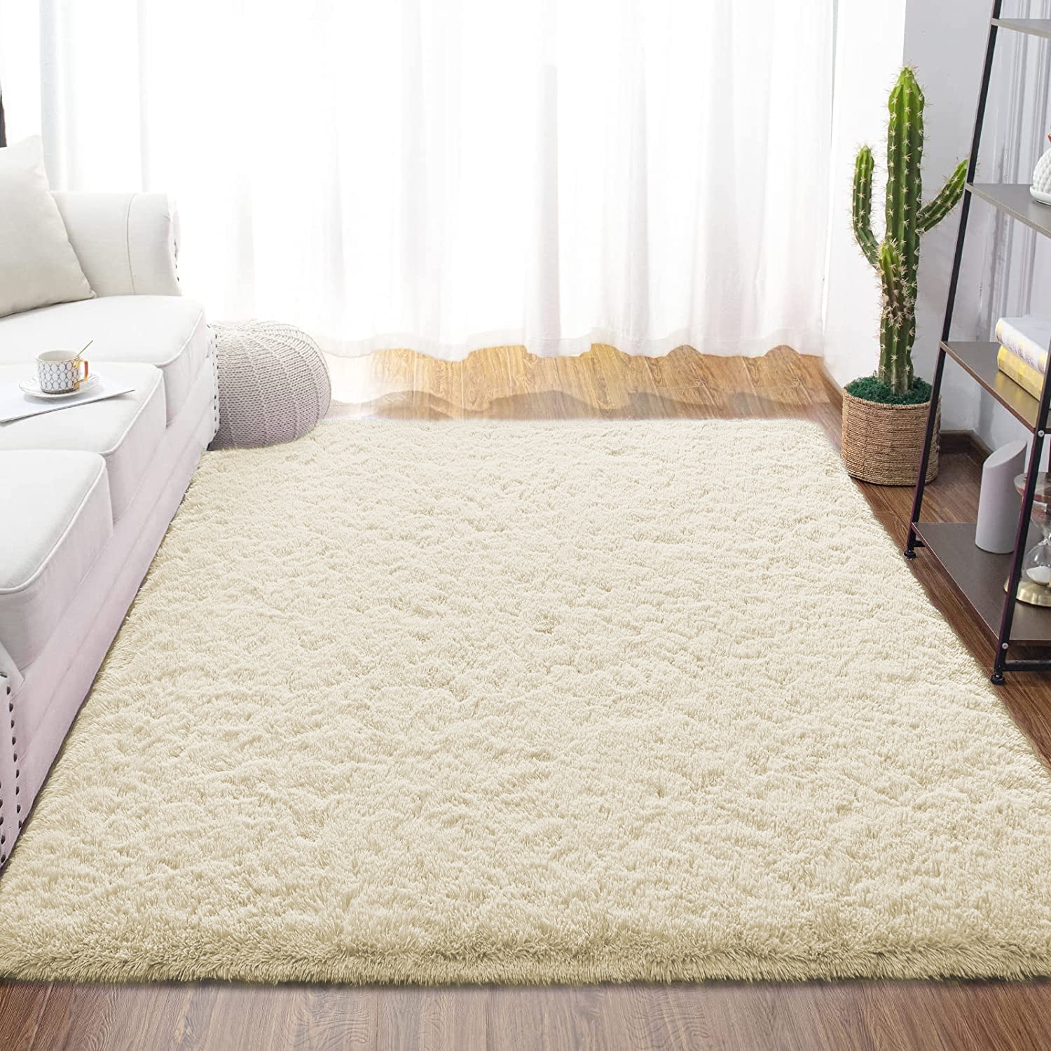 Dwelke Fluffy Shag Area Rugs Soft Fuzzy Shaggy Rugs for Girls Bedroom ...