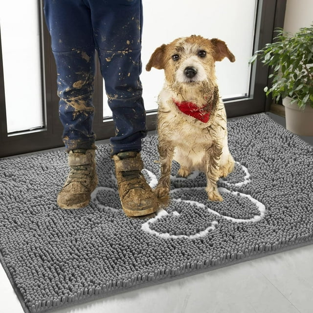 Dwelke Indoor Door Mat Entryway Rug Traps Mud and Dirt, Super Absorbent ...