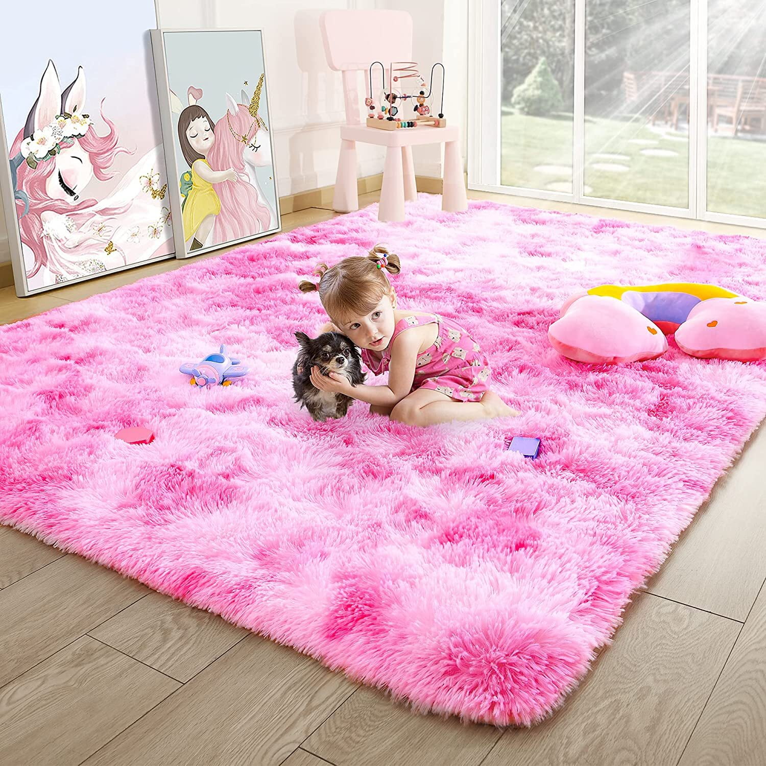 Dwelke Soft Colorful Rugs for Girls Room, Fluffy Rainbow Area rug Cute ...