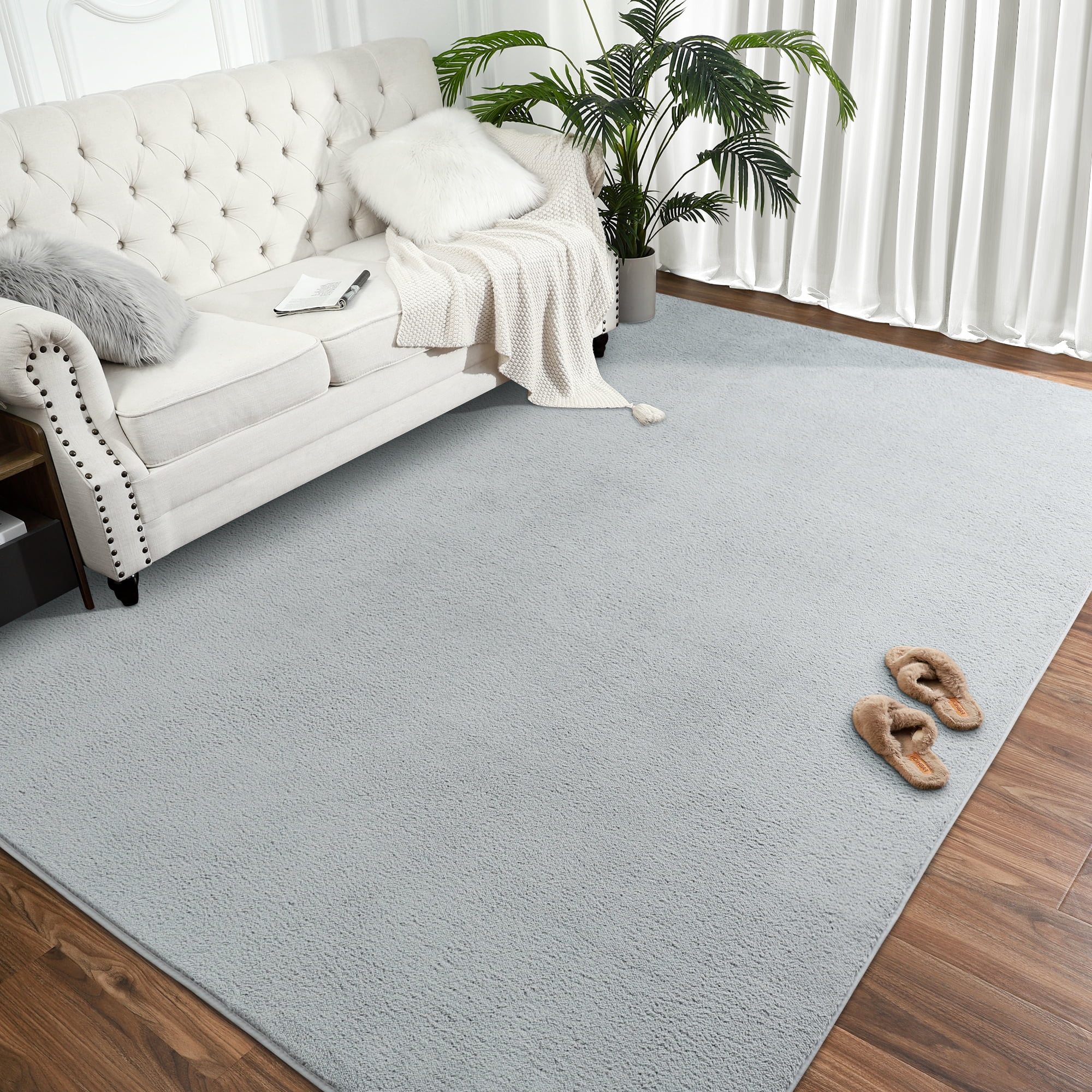 Dwelke Soft Short Shaggy Area Rug Shu Velvet Rugs for Bedroom Living ...