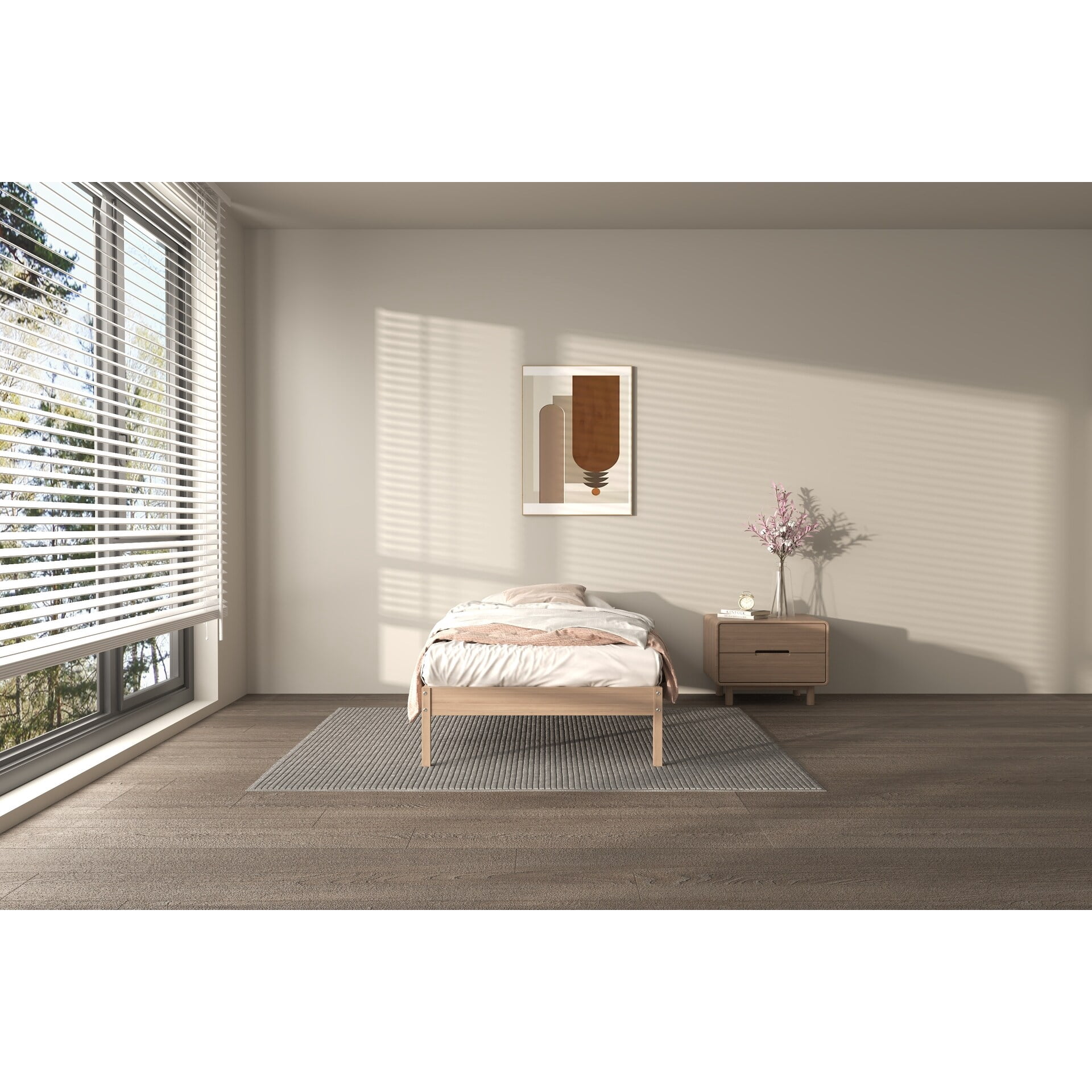Dwell Home Basic Pine Platform Bed Oak - Twin - Walmart.com