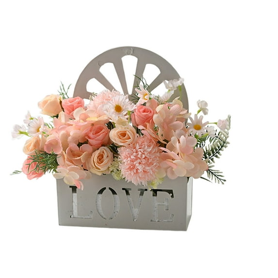 DwellJoy Artificial Rose Hanging Basket Wall Decor with Vines & Leaves ...