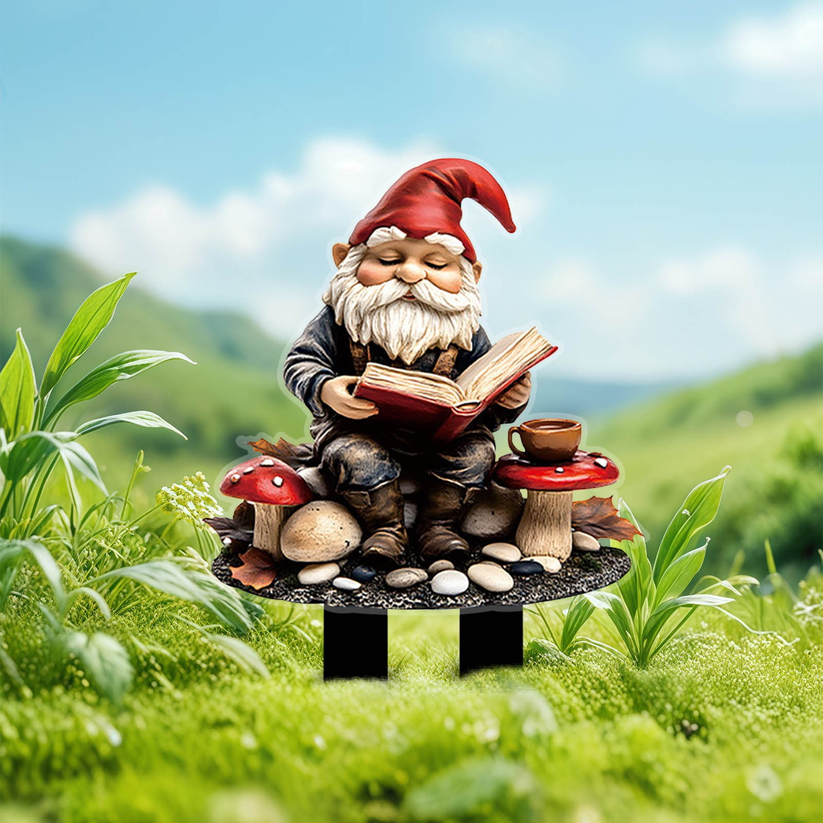 DwellJoy Charming 2D Gnome Garden Stake - Weather-Resistant Outdoor Decor for Flower Beds ...