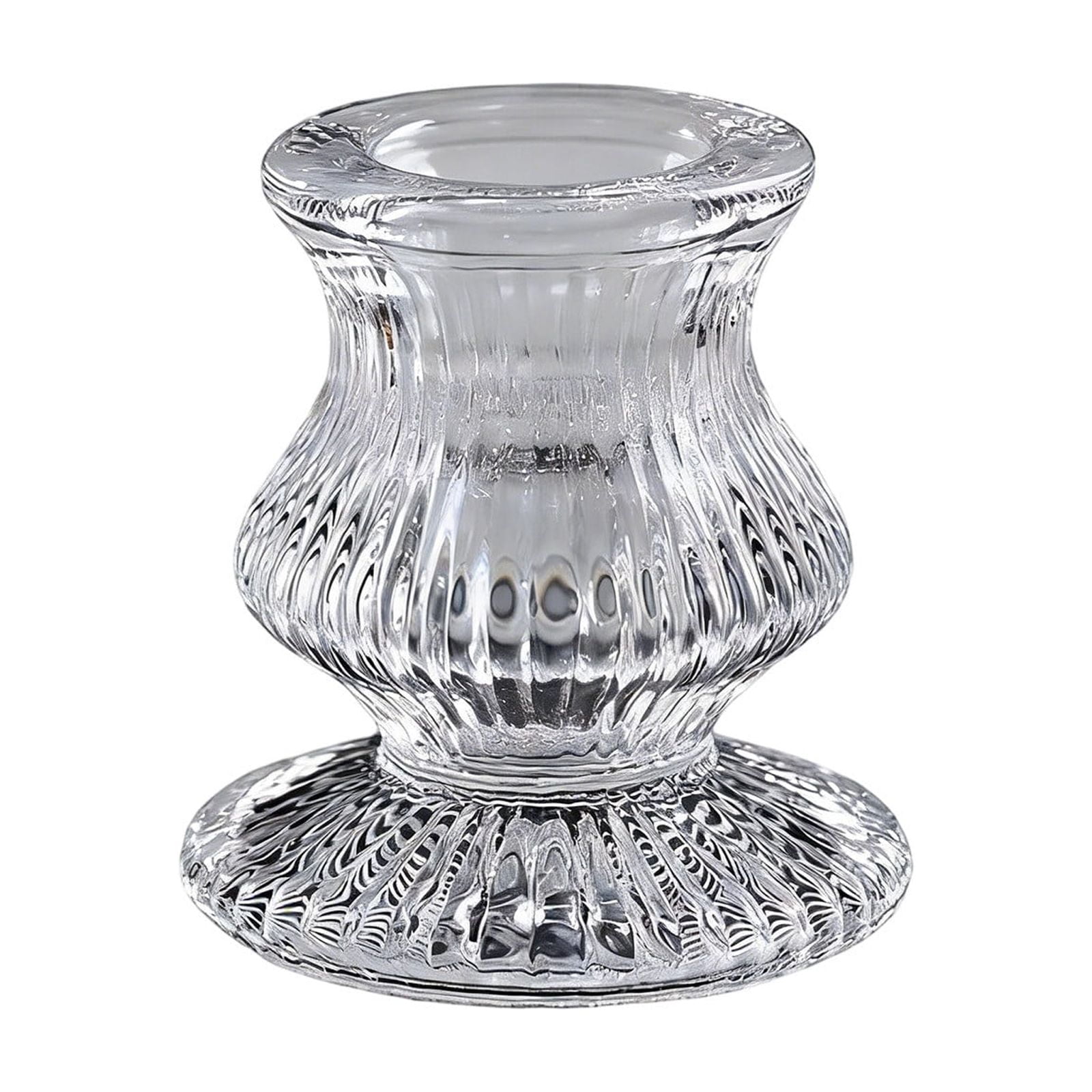 DwellJoy Clear Glass Candle Holder Set, Modern Crystal Candle Stand ...