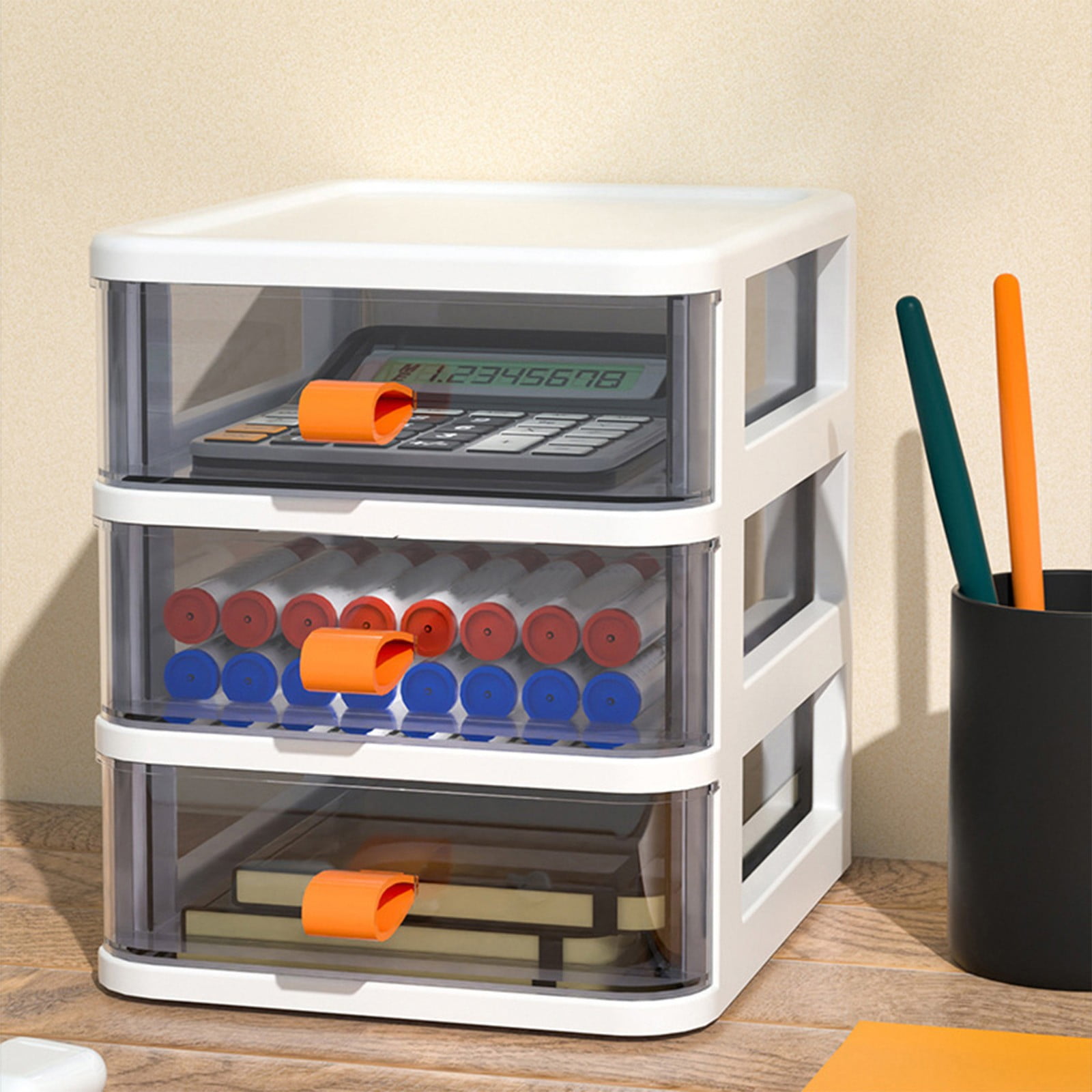 DwellJoy Clear Polypropylene Storage Cabinet with Locking Drawers ...