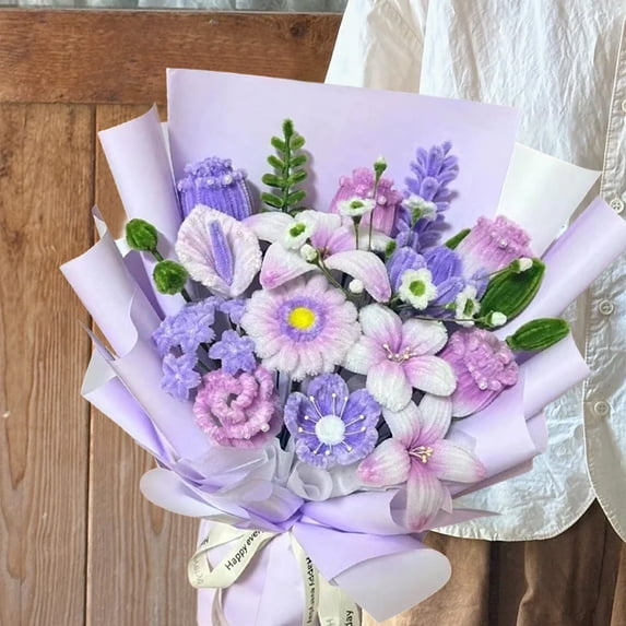 DwellJoy DIY Rose Bouquet Kit for Girlfriend - Velvet Flower Craft Set ...