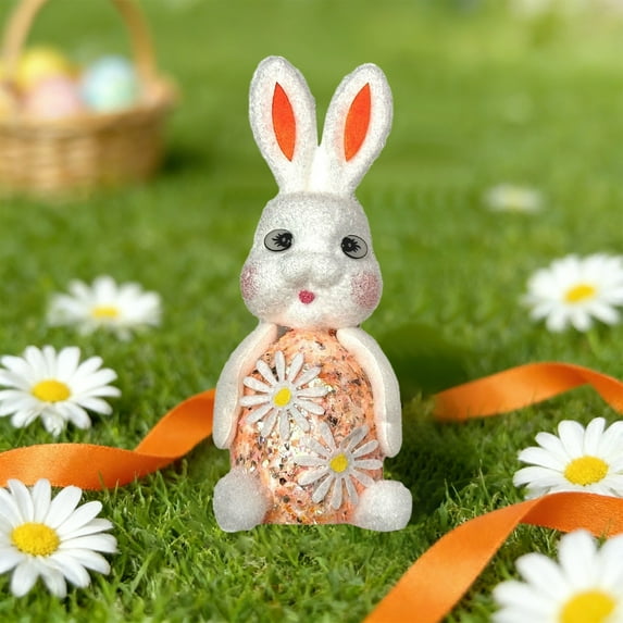 DwellJoy Easter Bunny Decorations, Adorable Foam Bunny with Flowers for ...