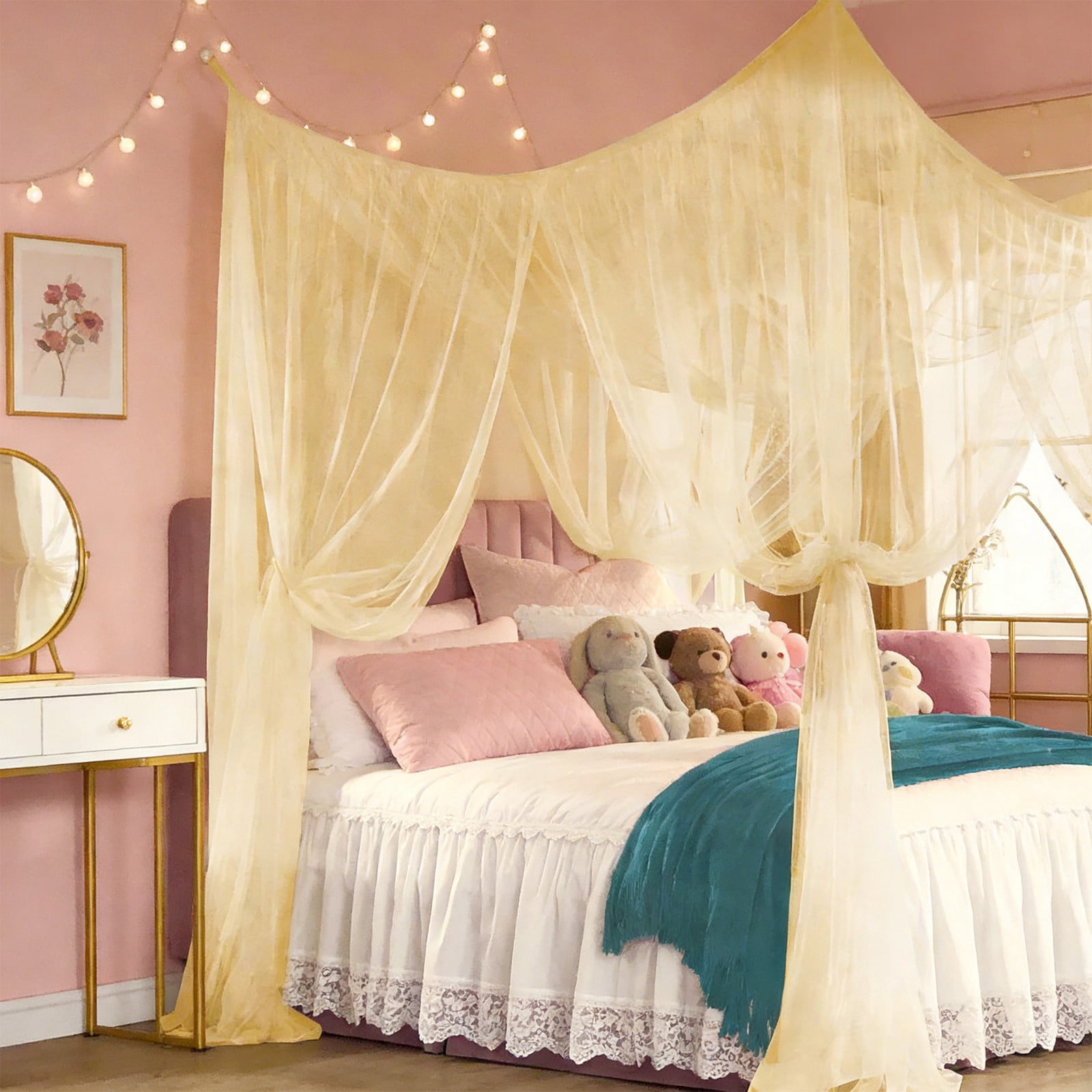 DwellJoy Outdoor & Indoor Mosquito Net Bed Canopy with Dense Polyester ...