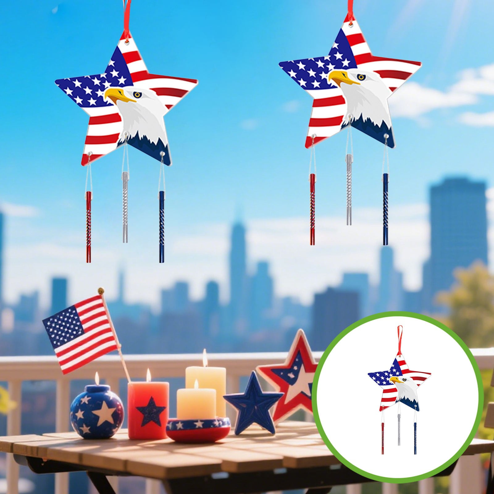DwellJoy Patriotic 4th of July Wind Spinner - 6 Inch USA Flag Garden ...