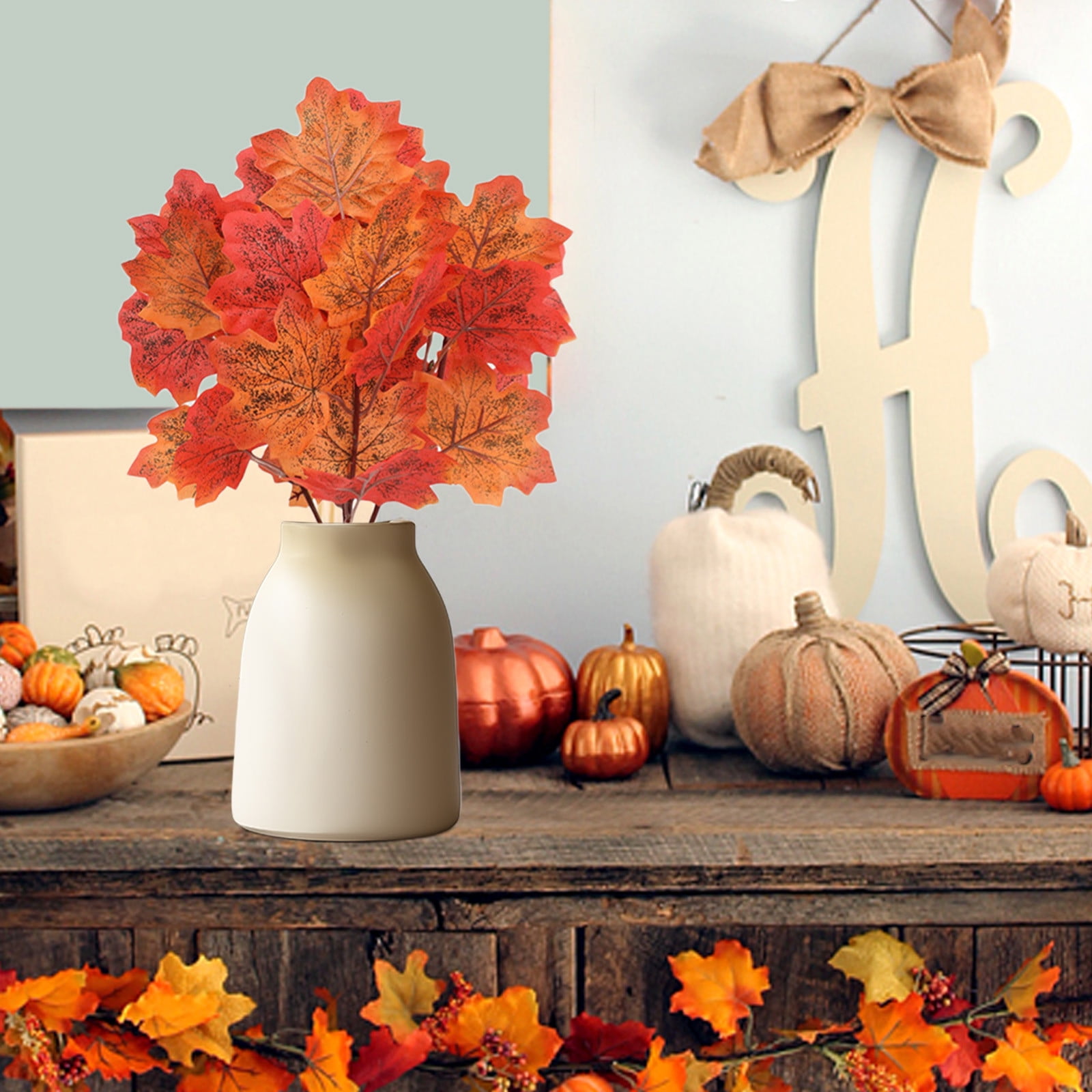 DwellJoy Realistic Plastic Maple Leaf Branches for Outdoor Decor ...