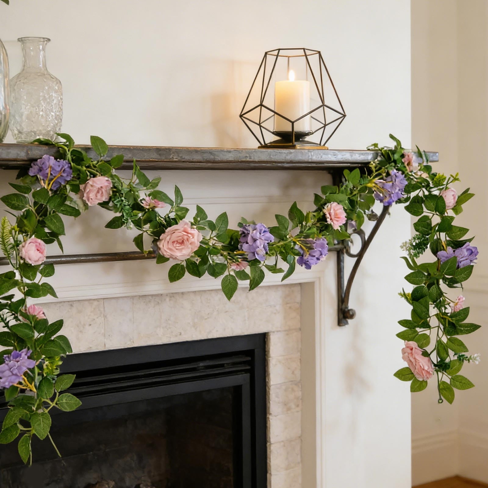 DwellJoy Simulation Rose Vine Arch, Artificial Flower Garland for ...