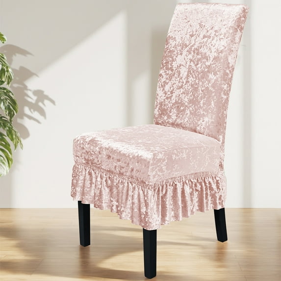 DwellJoy Thickened Stretchy Velvet Chair Cover with Skirt, High-Back ...