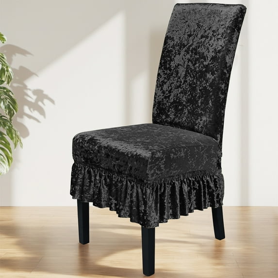 DwellJoy Thickened Stretchy Velvet Chair Cover with Skirt, High-Back ...