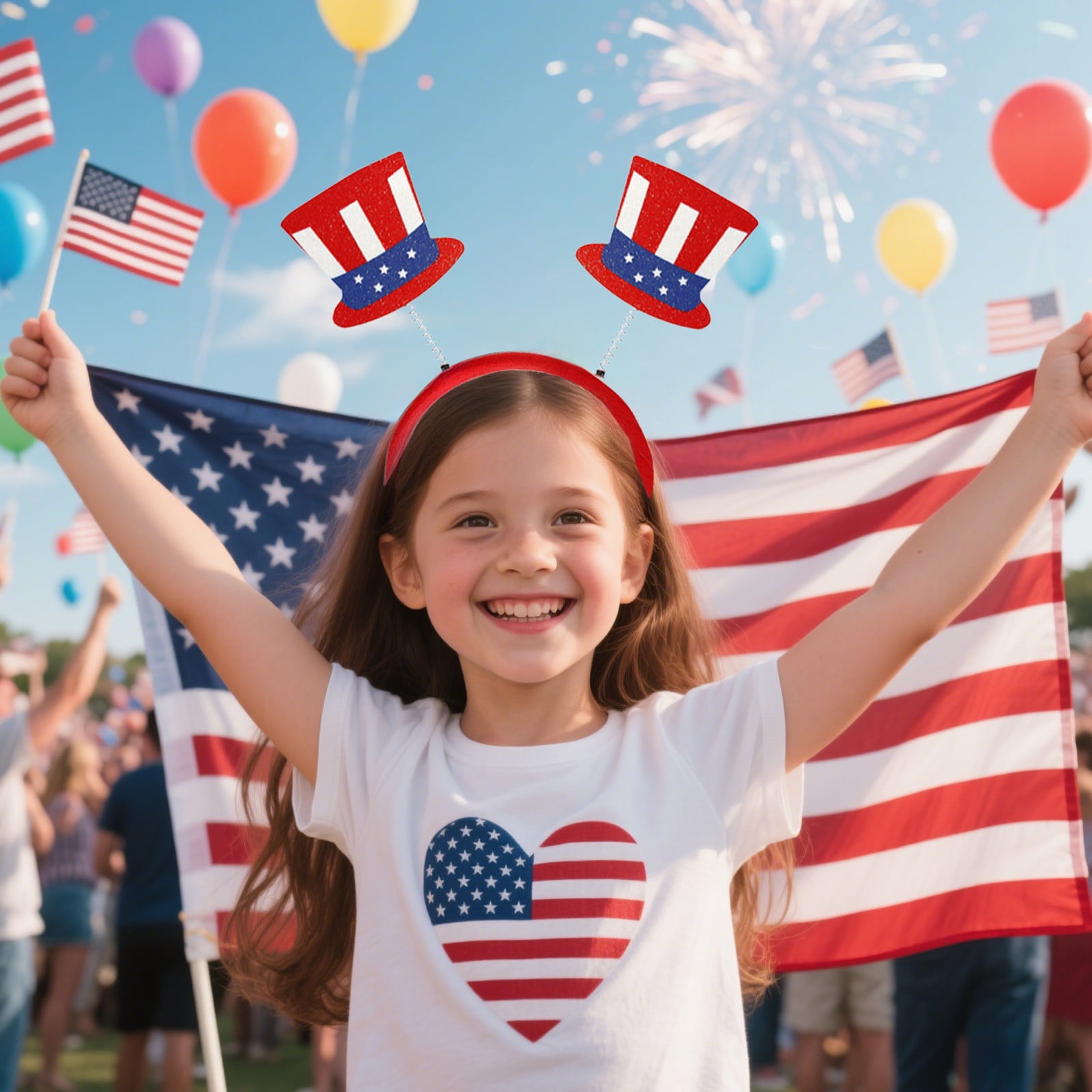 DwellJoy USA Flag Headband - Patriotic Star & Ribbon Hair Hoop for 4th ...