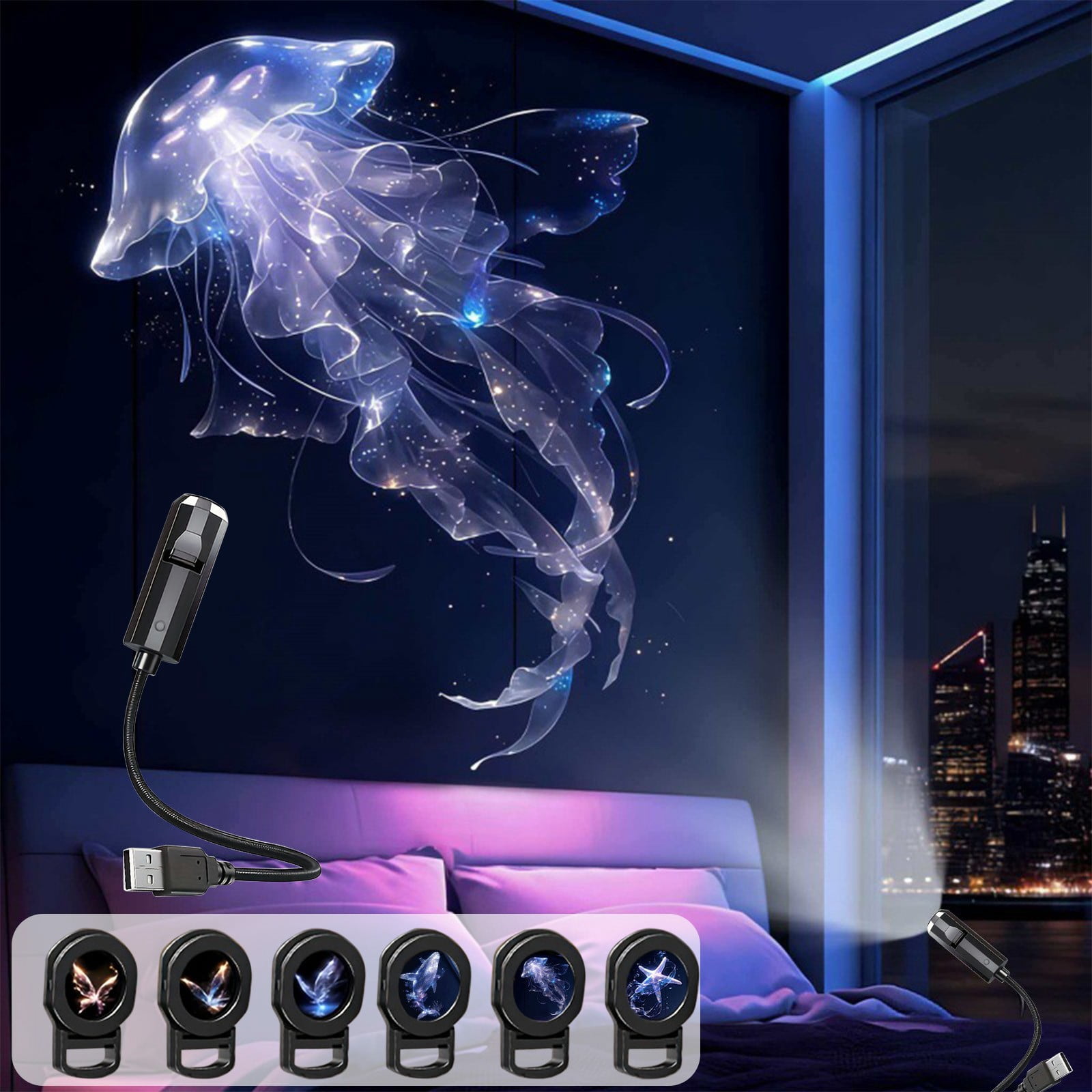 DwellJoy USB Powered Star Projector Lamp, 360° Adjustable Ambient Night ...