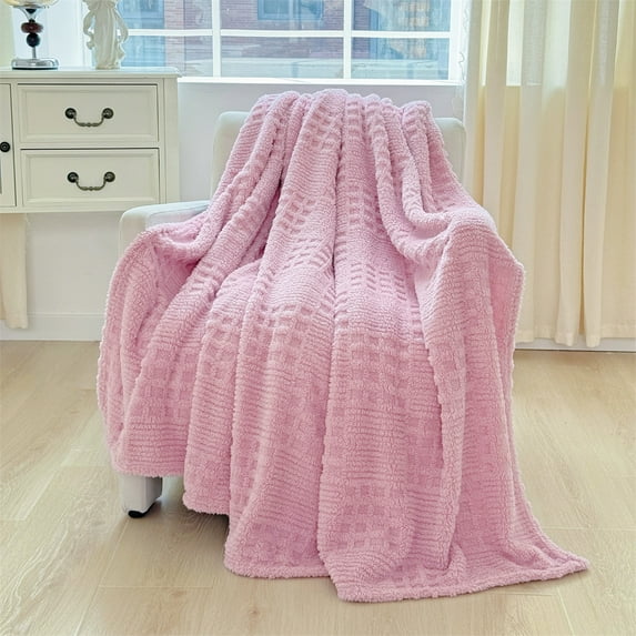 DwellJoy Waffle Jacquard Blanket for Bed & Sofa - Double Sided Edging ...