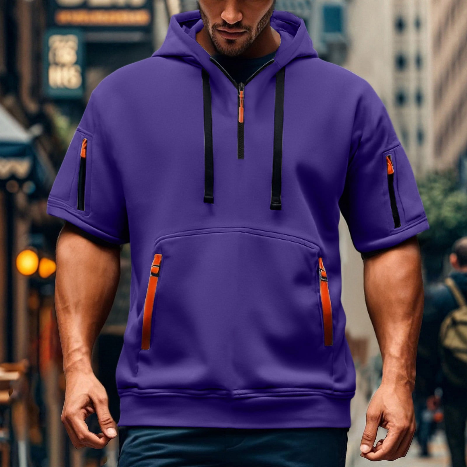 Dwellia Mens Hoodie Quarter zip Sweatshirts with Pocket Casual Shirts ...
