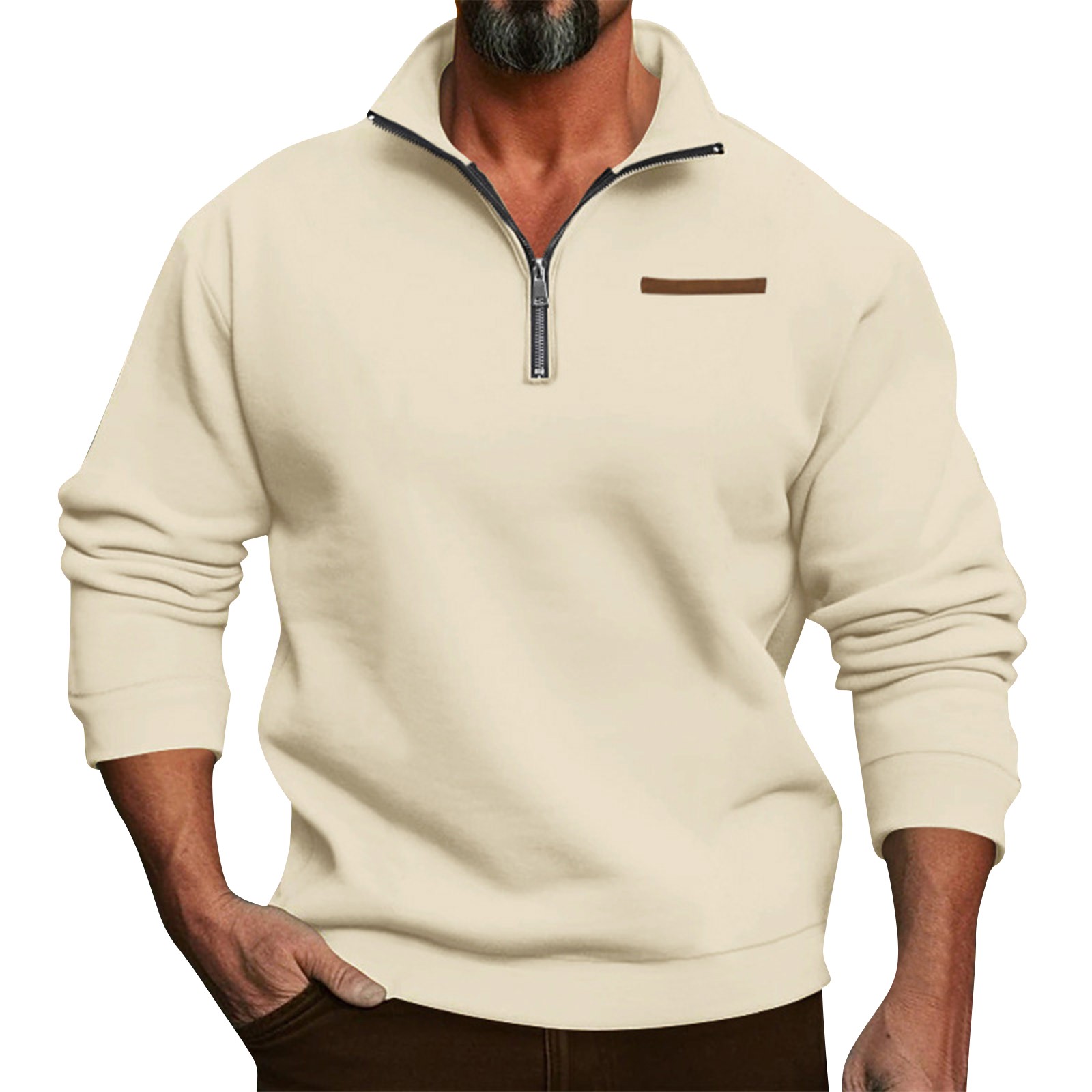 Dwellia Mens Quarter Zip Pullover Slim Fit Fall Clothing Long Sleeve ...