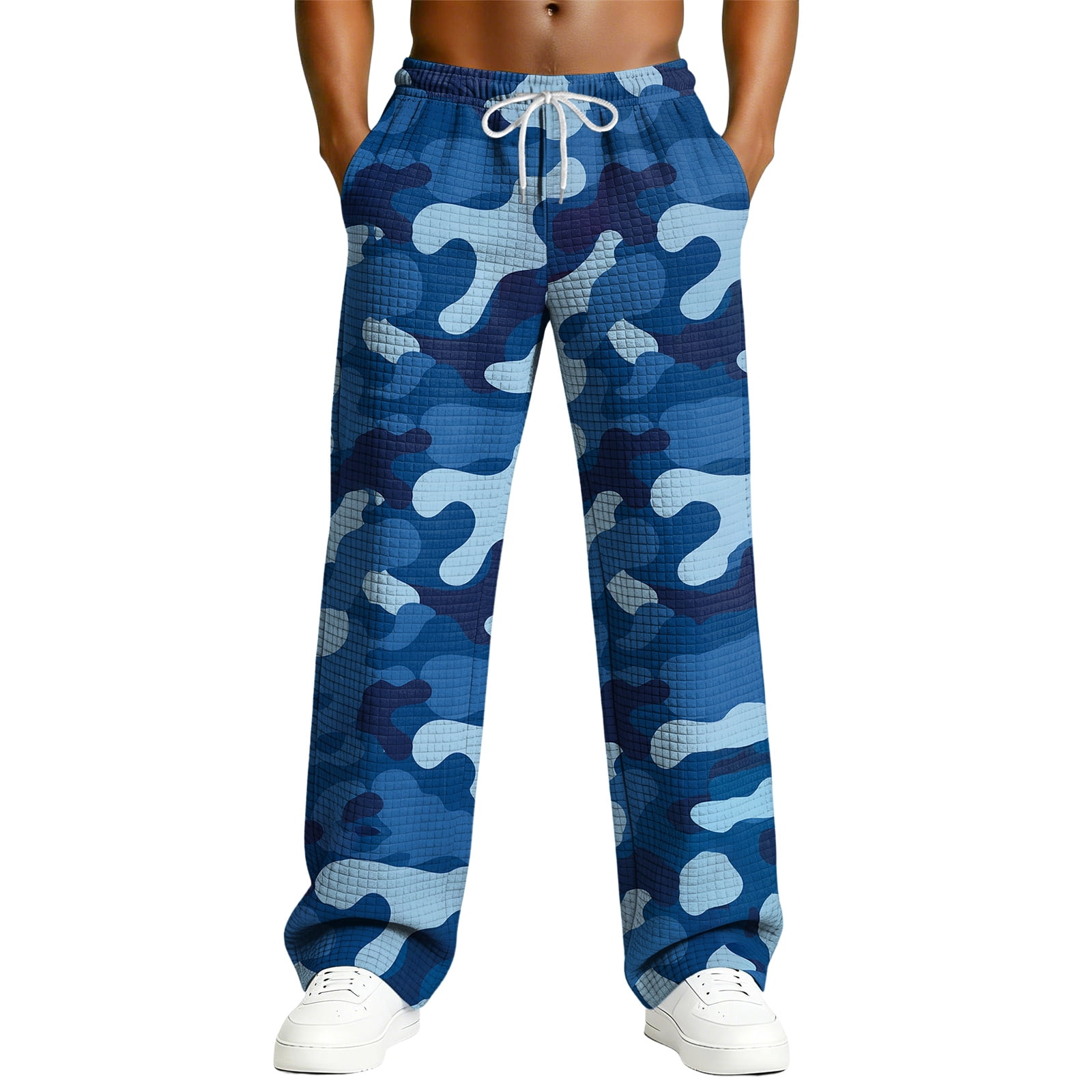 Dwelliawo Camo Pants for Men Loose Lounge Drawstring Straight Leg ...