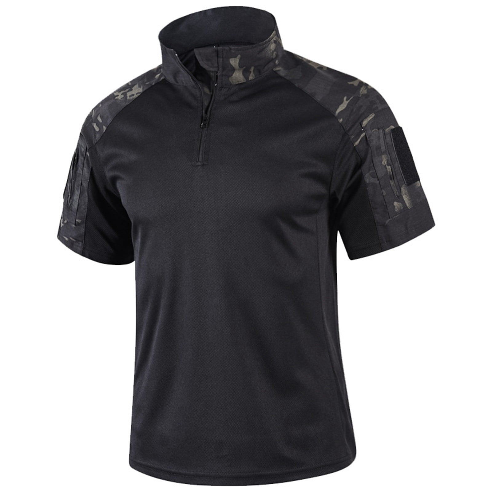Dwelliawo Camo T-Shirts for Men 1/4 Zipper Quick Dry Shirts Camo ...