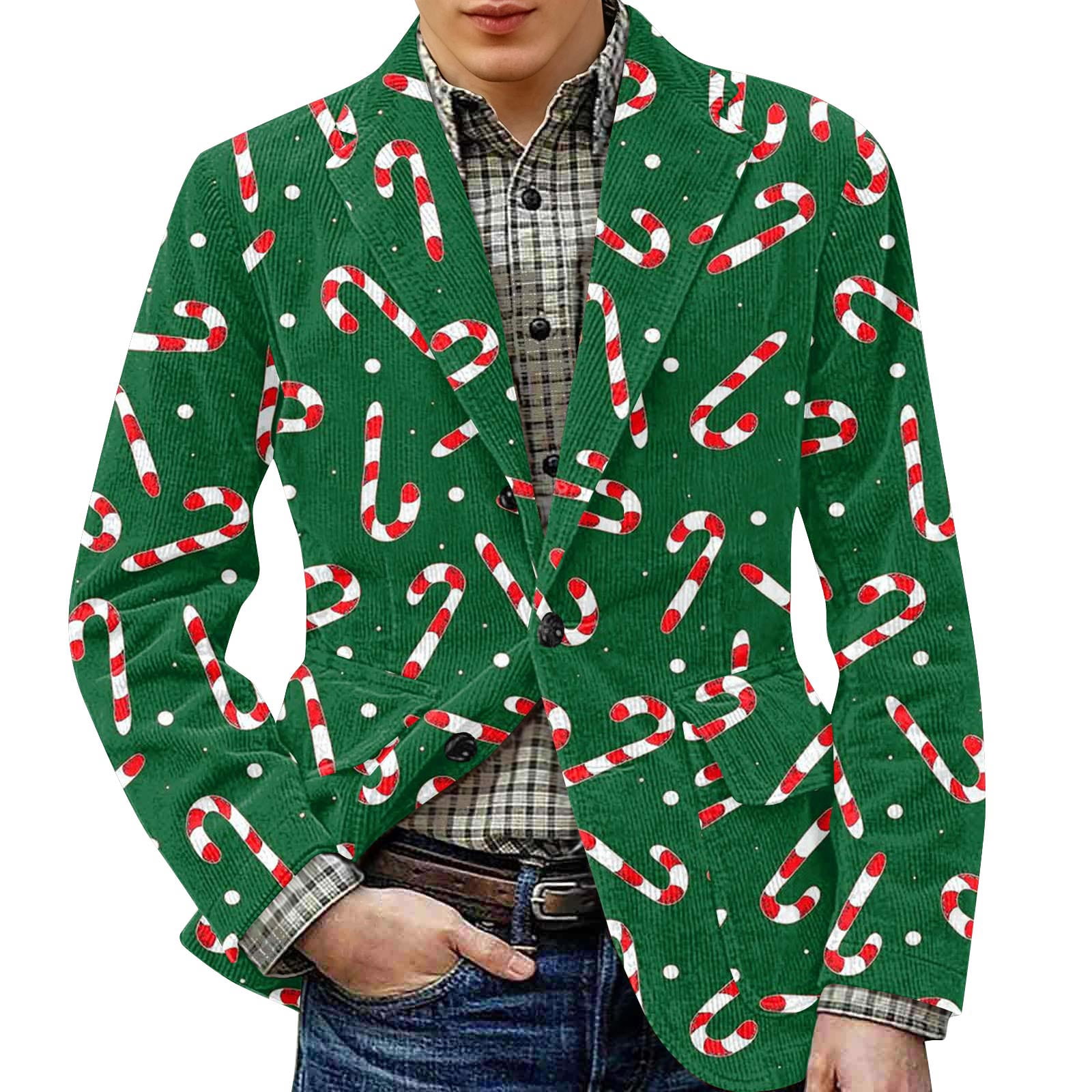 Dwelliawo Christmas Jacket for Men Ugly Xmas Graphic Suits Single ...