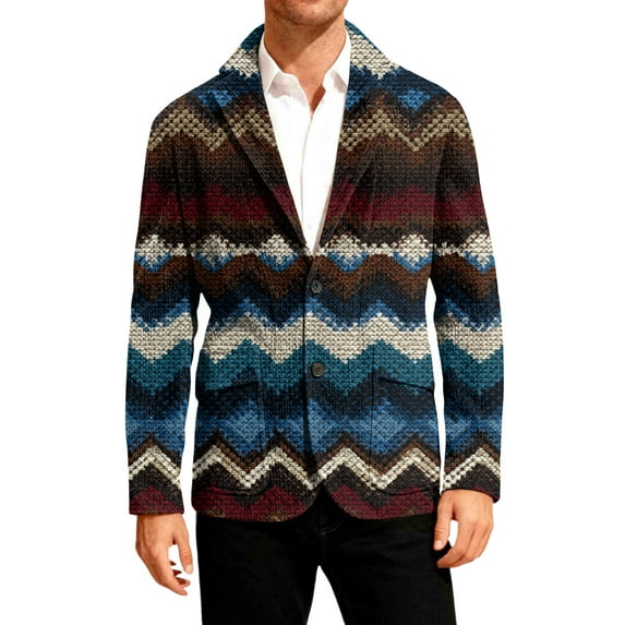 Dwelliawo Christmas Suit Jacket for Men Ugly Xmas Print Suits Corduroy ...