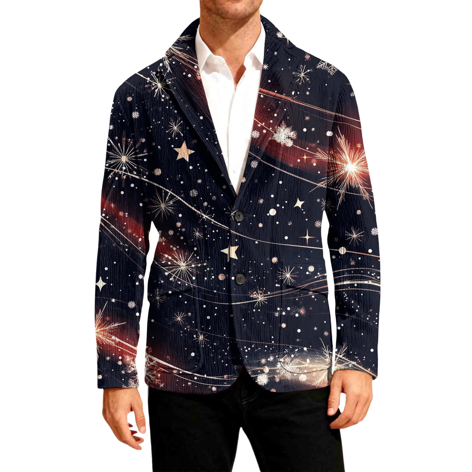 Dwelliawo Christmas Suit for Men Santa Xmas Graphic Suits One Button ...