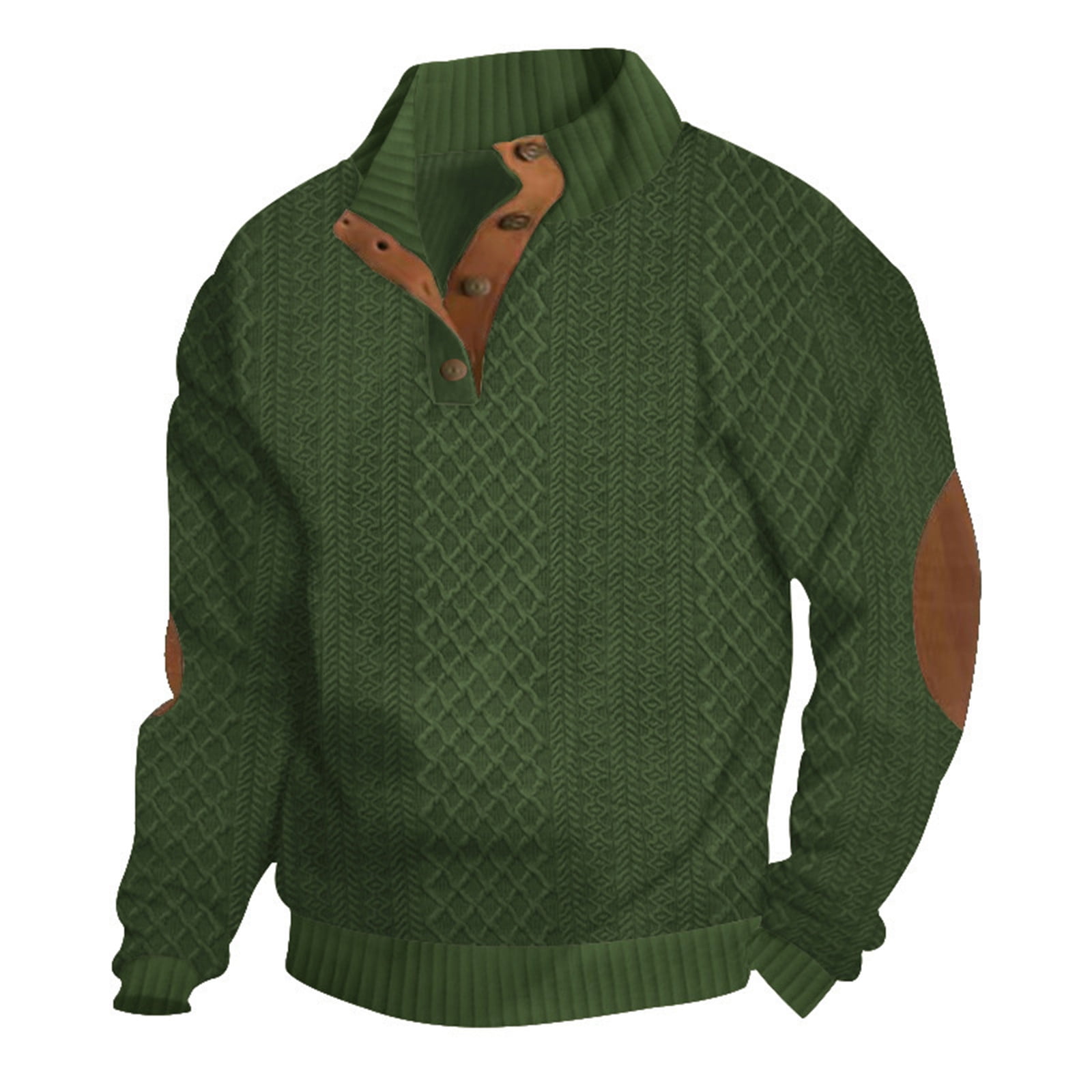 Dwelliawo Cross and Crown Sweaters Stand Collar Classic Quater Button ...