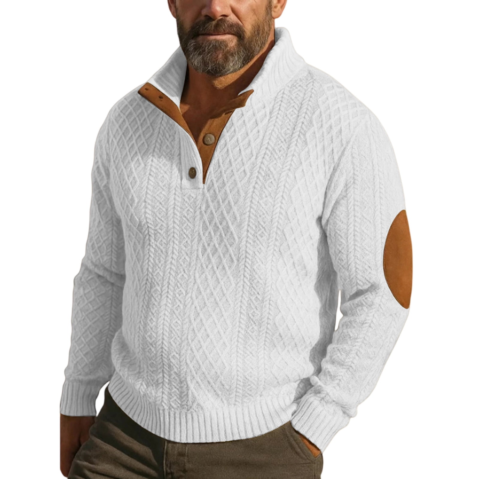 Dwelliawo Cross and Crown Sweaters Long Sleeve Collar Vintage Button ...