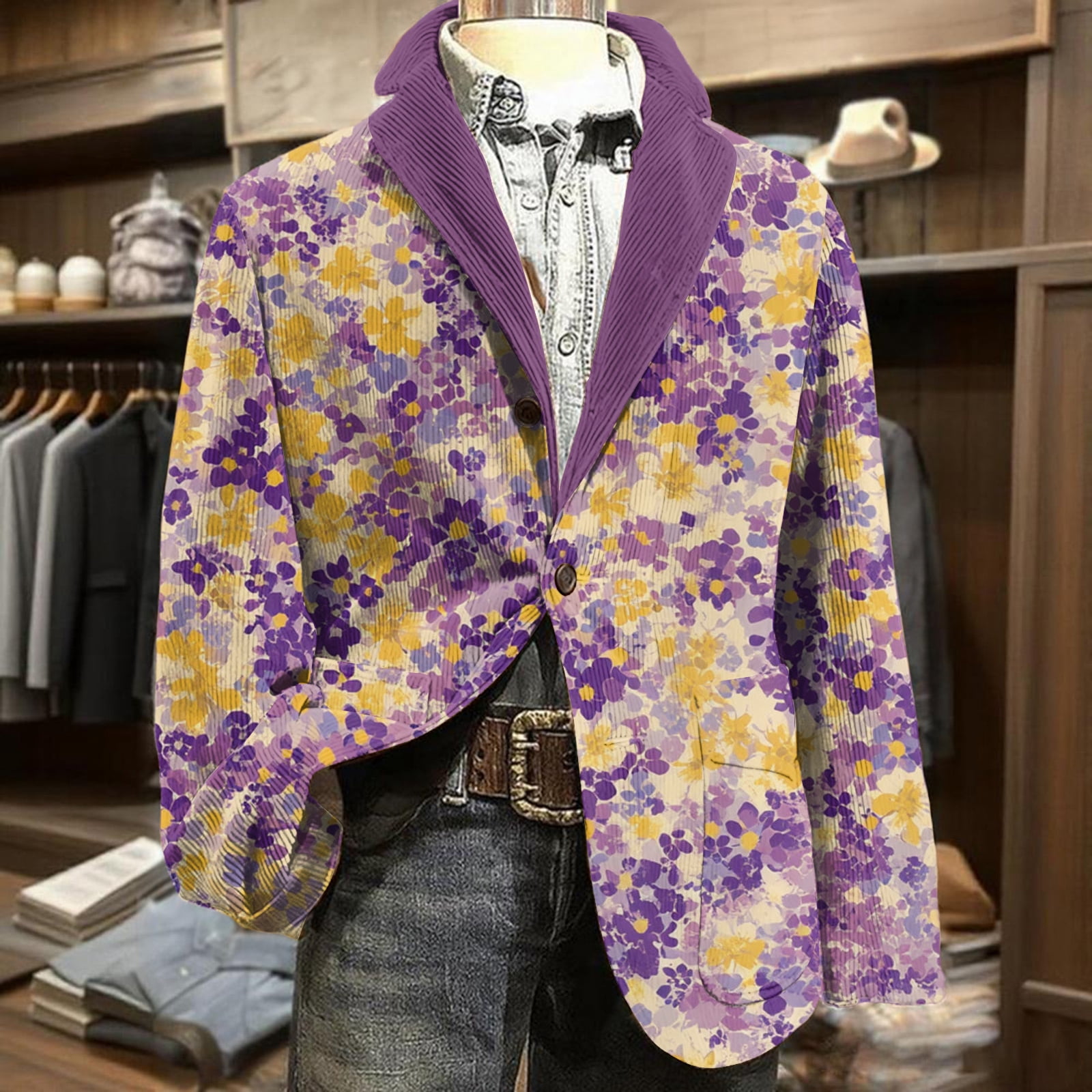 Dwelliawo Easter Corduroy Blazer Men Slim Fit Sport Corduroy Suit ...