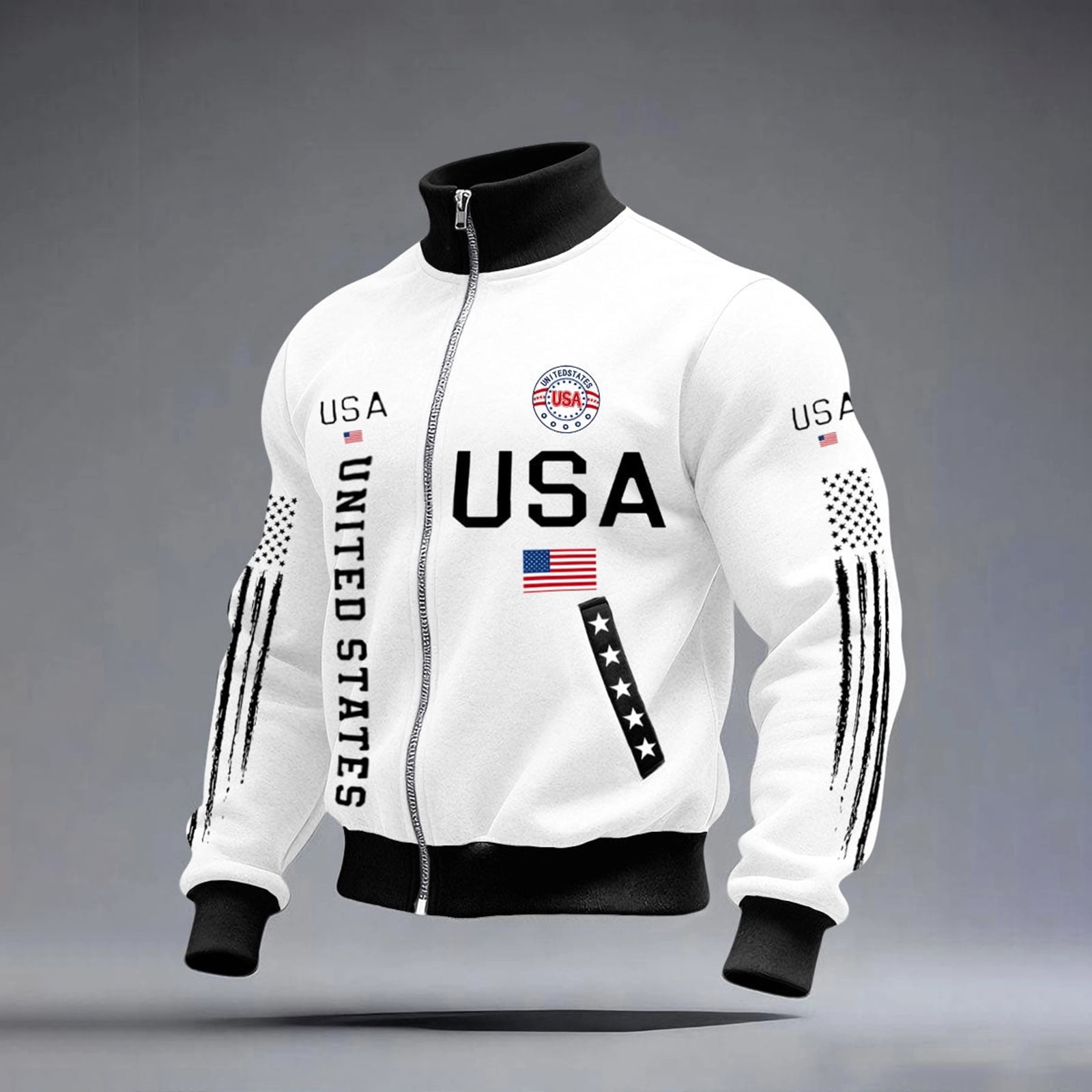 Dwelliawo Full Zip Men's Usa Flag Sweatshirts 2026 Usa Flag American ...