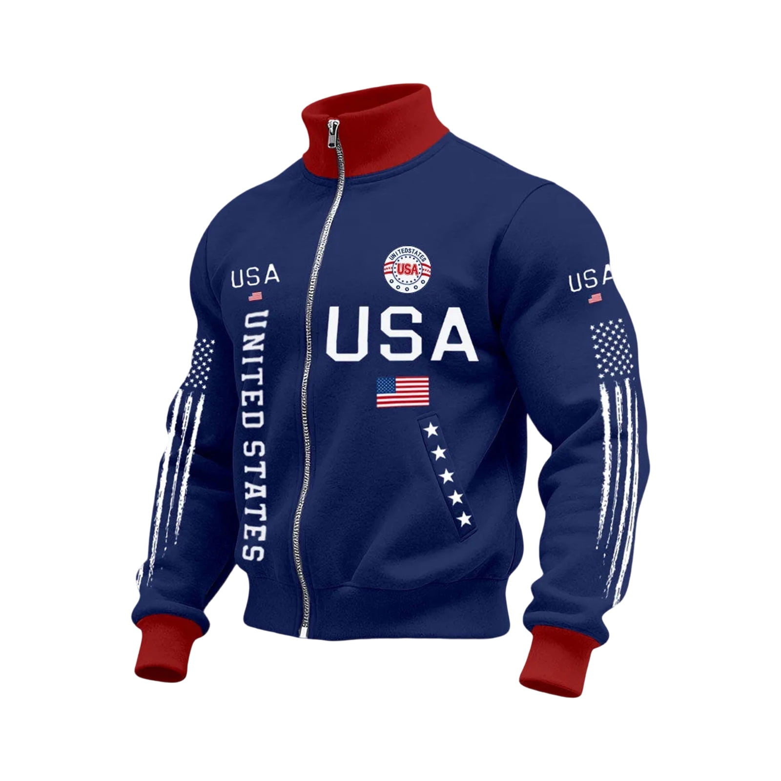 Dwelliawo Full Zip Men's Usa Flag Sweatshirts United States 250 Years ...
