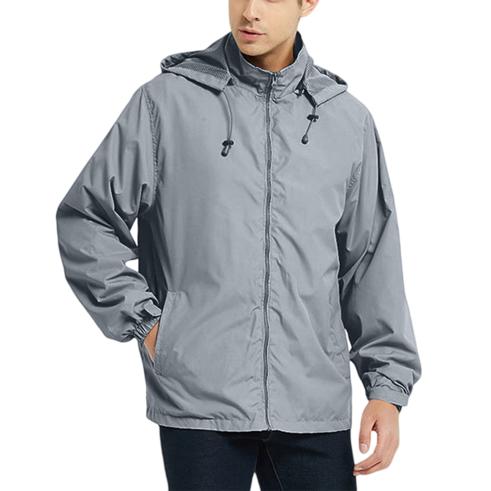 Dwelliawo Jackets for Men Fall Lightweight Full Zip Jackets Rain ...