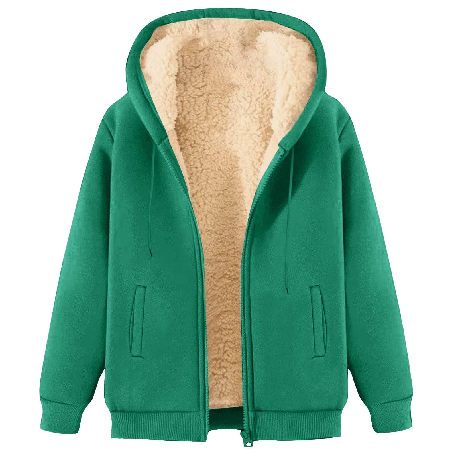 Dwelliawo Jackets for Women Fall Winter Fleece Hoodie Zipper Warm ...