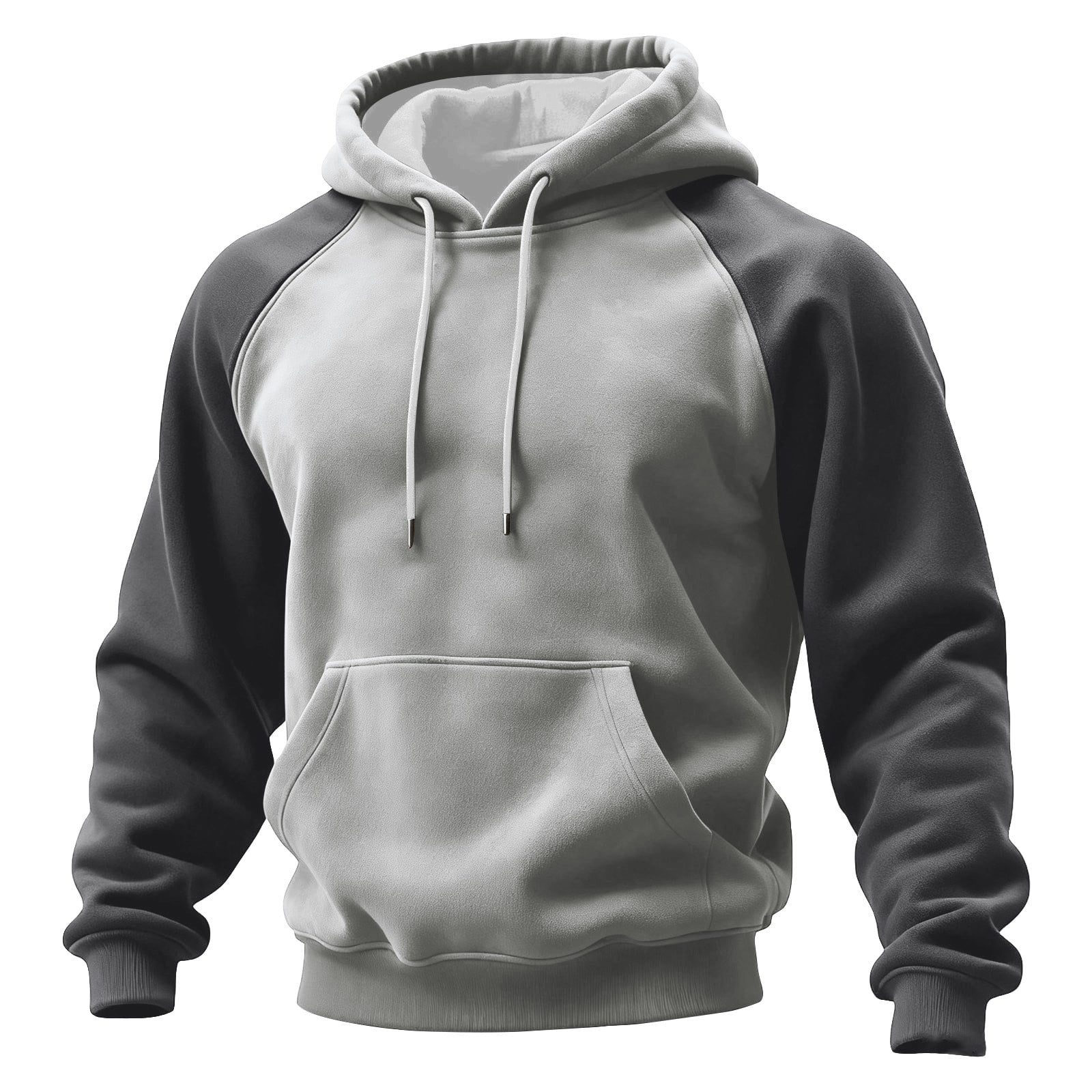 Dwelliawo Light Gray Sweatshirts for Men Colorblock Long Sleeve Hooded ...
