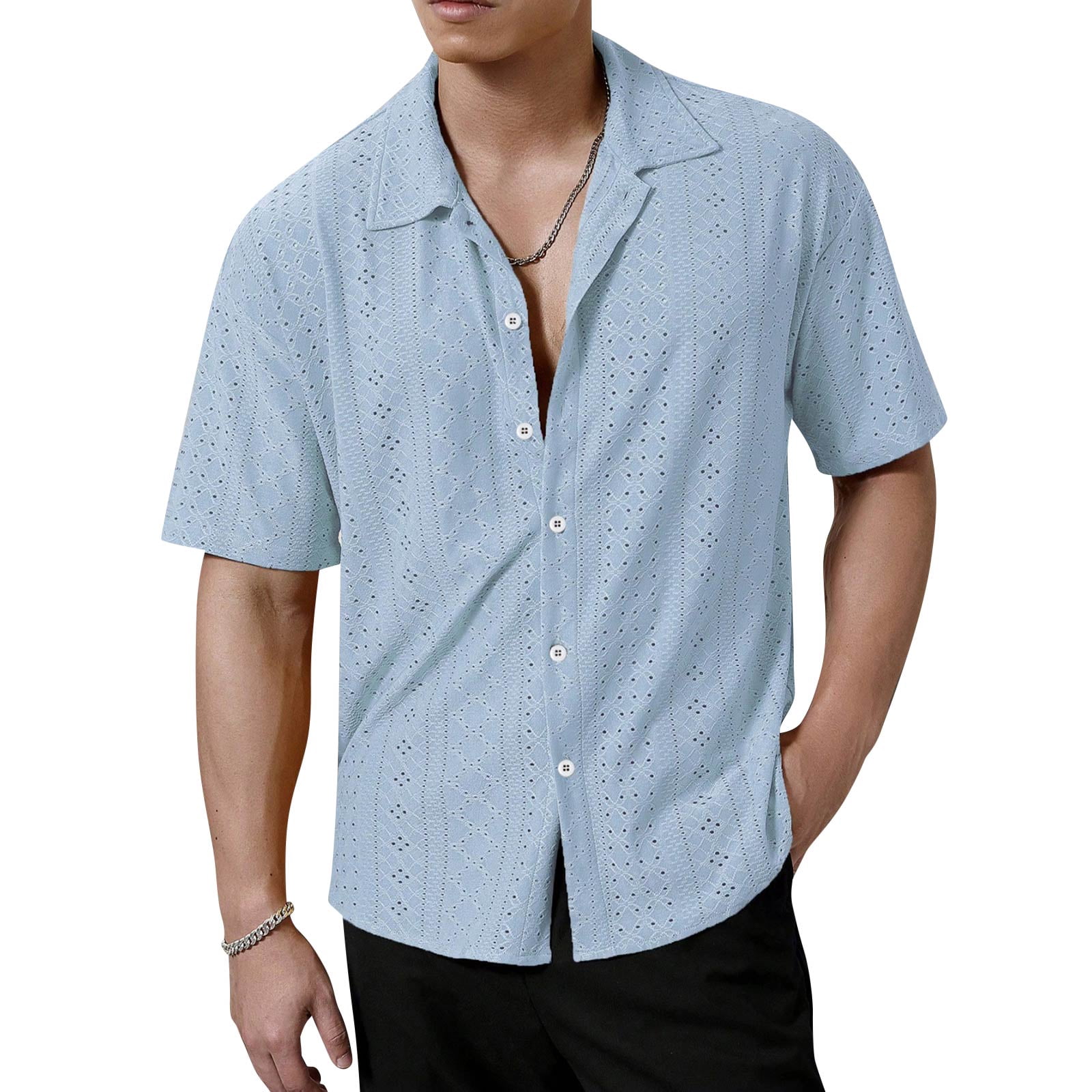 Dwelliawo Linen Shirt Men Lightweight Vacation Beach Shirts Fall Cotton ...
