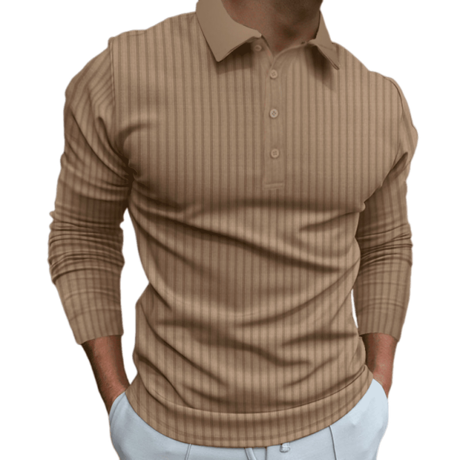 Dwelliawo Long Sleeve Polo Shirts for Men Button Down Muscle Long ...
