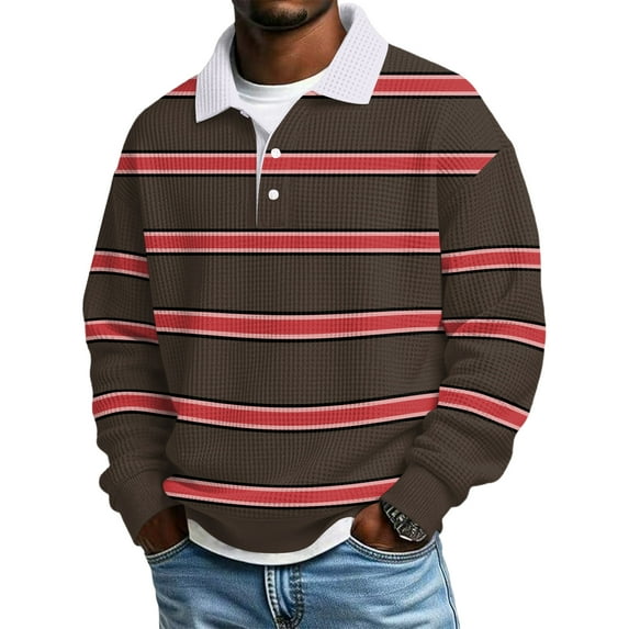 Dwelliawo Long Sleeve Polo Shirts for Men Golf Colorful Henley Shirts ...