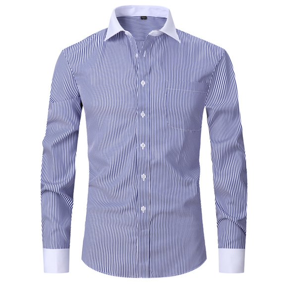 Dwelliawo Long Sleeve Shirts for Men Wrinkle Button Down Stretch Solid ...