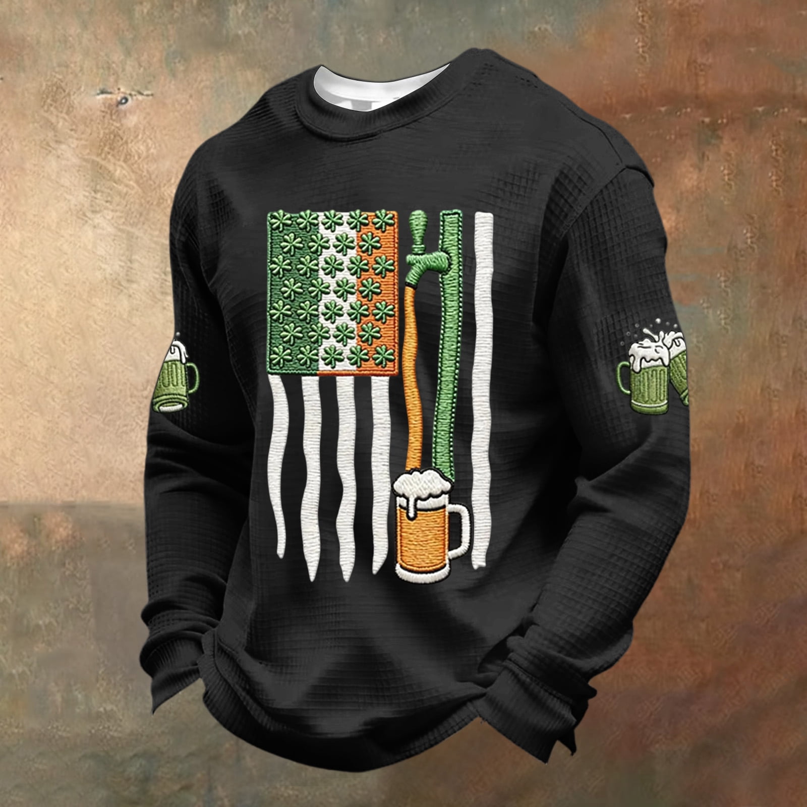 Dwelliawo Long Sleeve T Shirt Men Graphic Long Sleeve Waffle Knit T ...