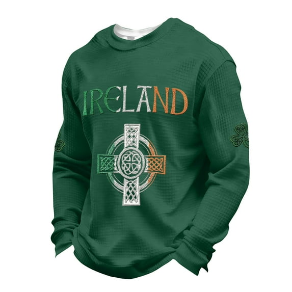 Dwelliawo Long Sleeve T Shirt Men Print Long Sleeve Waffle Knit Shirts ...