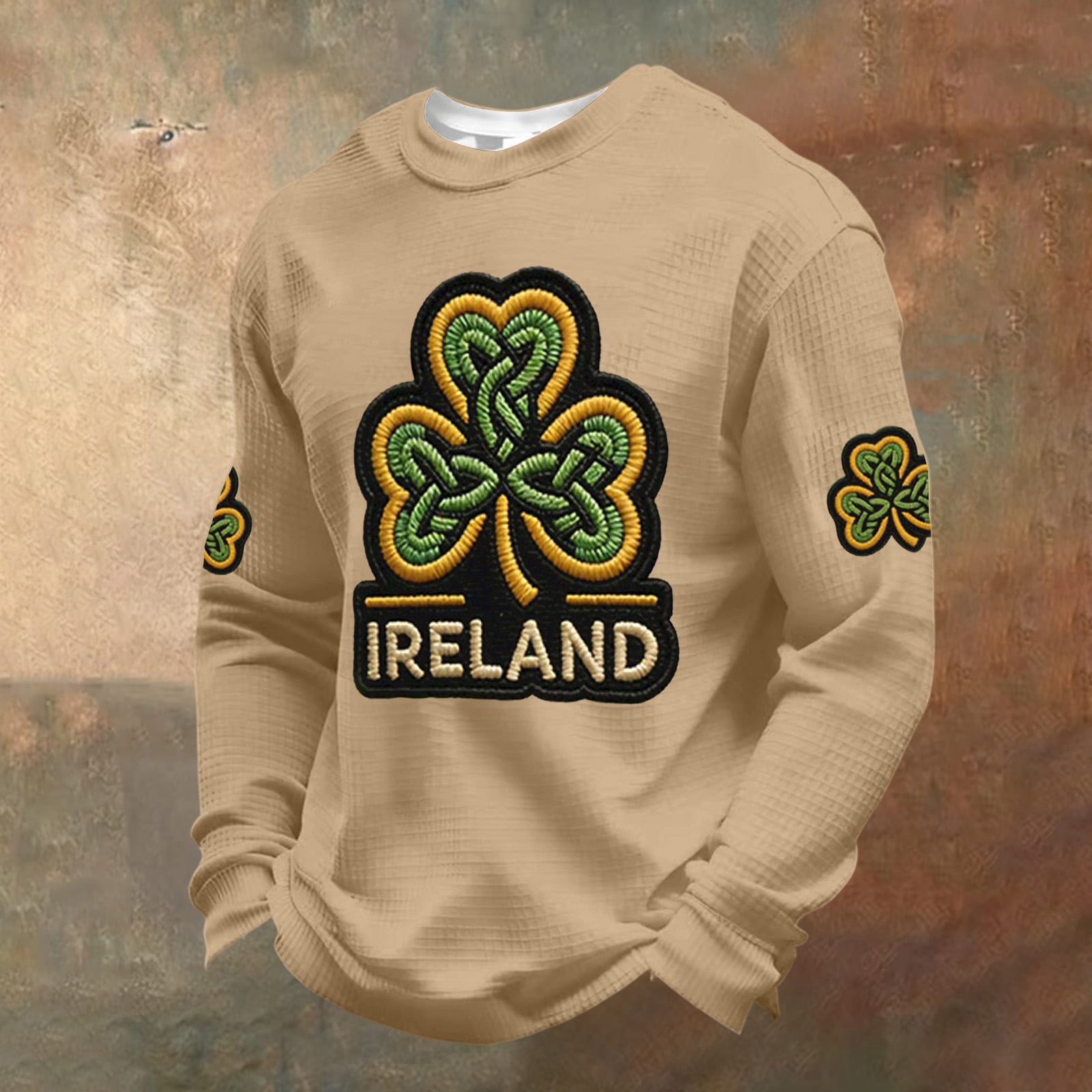 Dwelliawo Long Sleeve T Shirt Men Print Long Sleeve Waffle Knit Tees ...