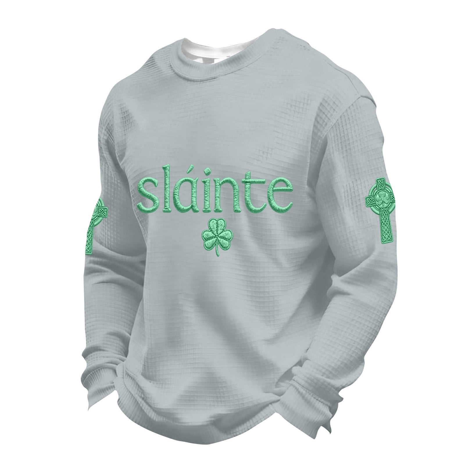 Dwelliawo Long Sleeve T Shirt Men Printed Long Sleeve Waffle Knit T ...