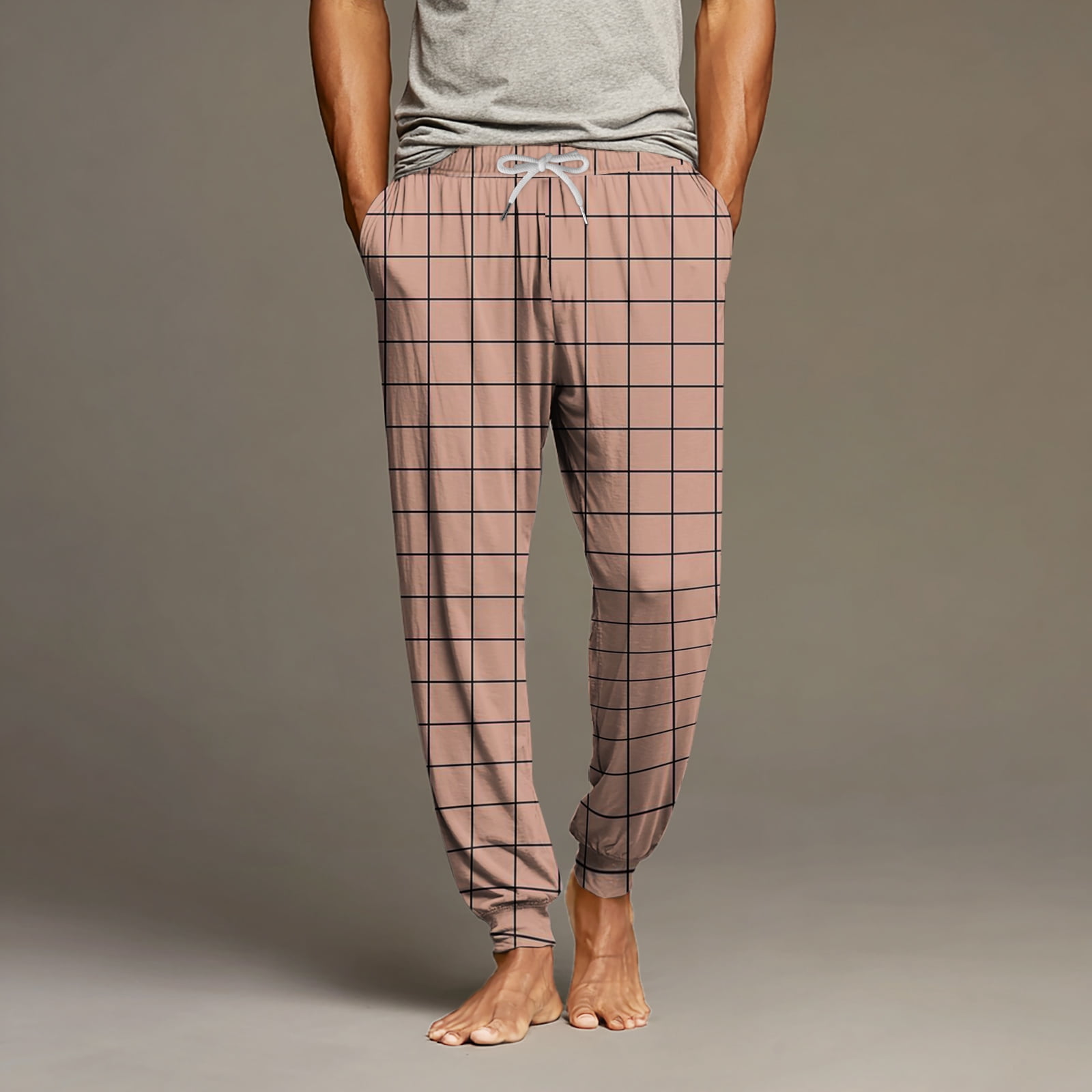 Dwelliawo Men Pajama Pants Loose Fit Drawstring Pajama Pants with ...
